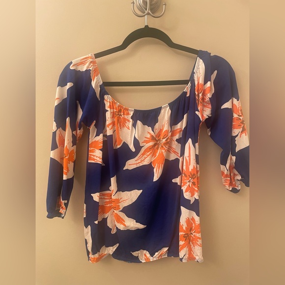 Ava Sky | Tops | Ava Skyfighting Eel Royal Blue Tiger Lily Top | Poshmark